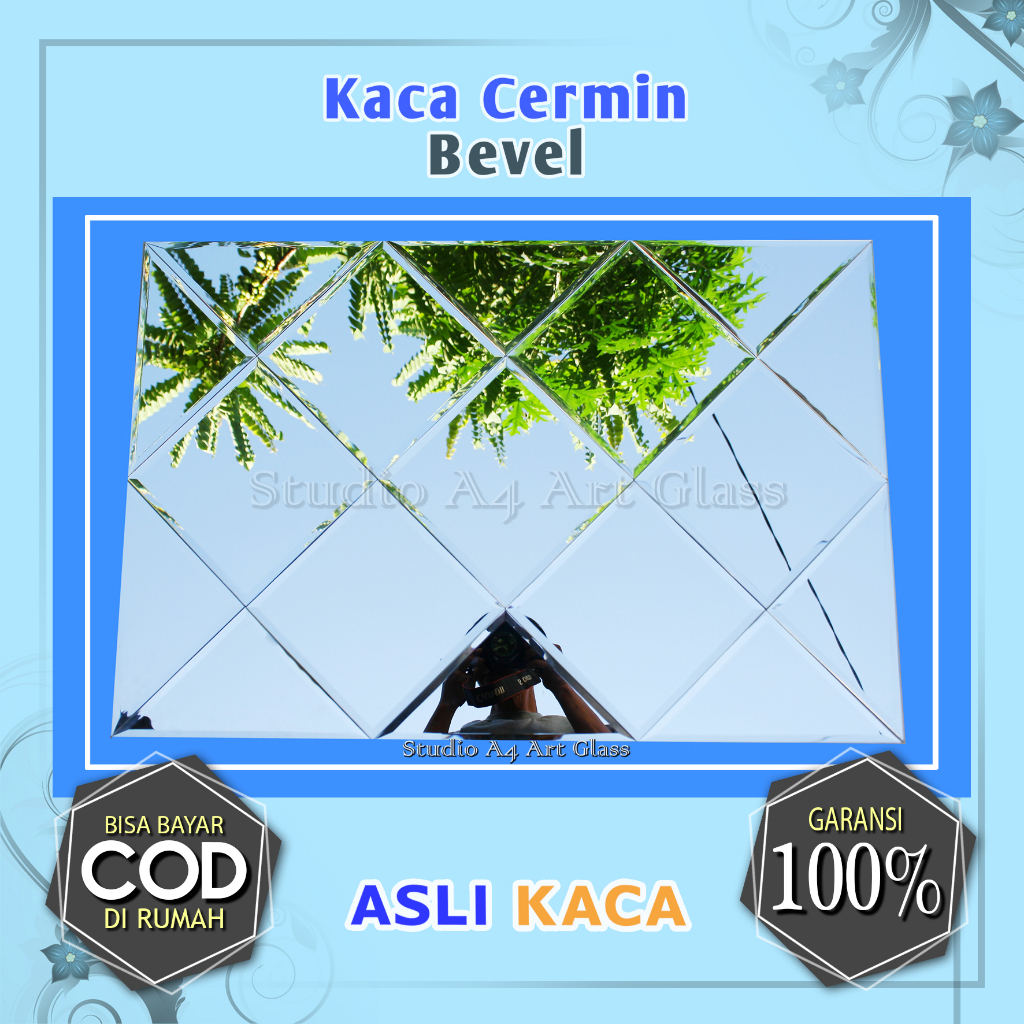 Jual KACA CERMIN BEVEL 1 PAKET SESUAI GAMBAR (SEGITIGA & kOTAK) UK PER ...