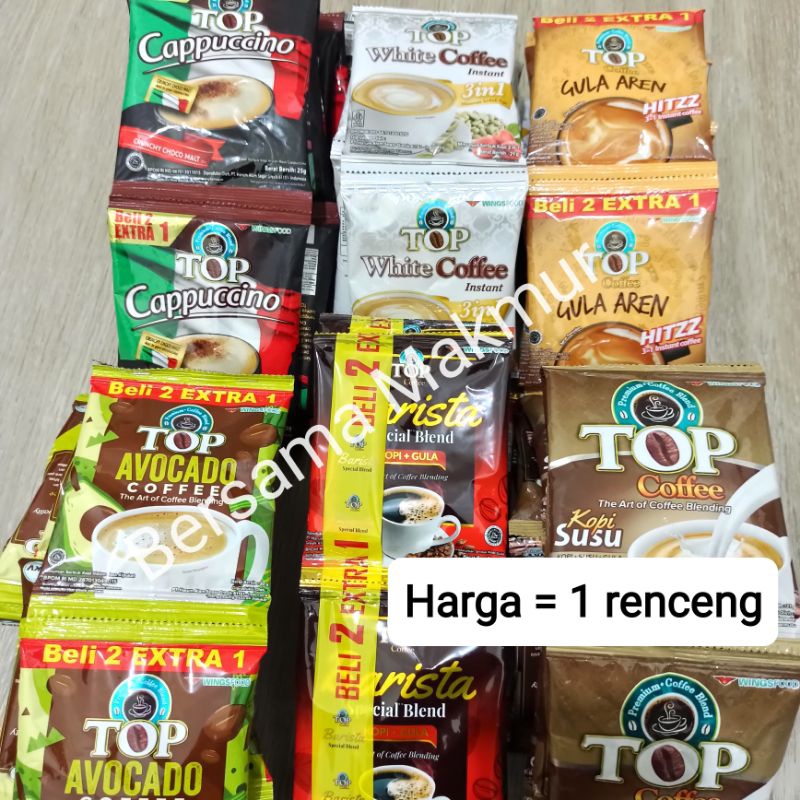 Jual Top Coffee kopi sachet 1 renceng Aren / susu / white / capuccino ...