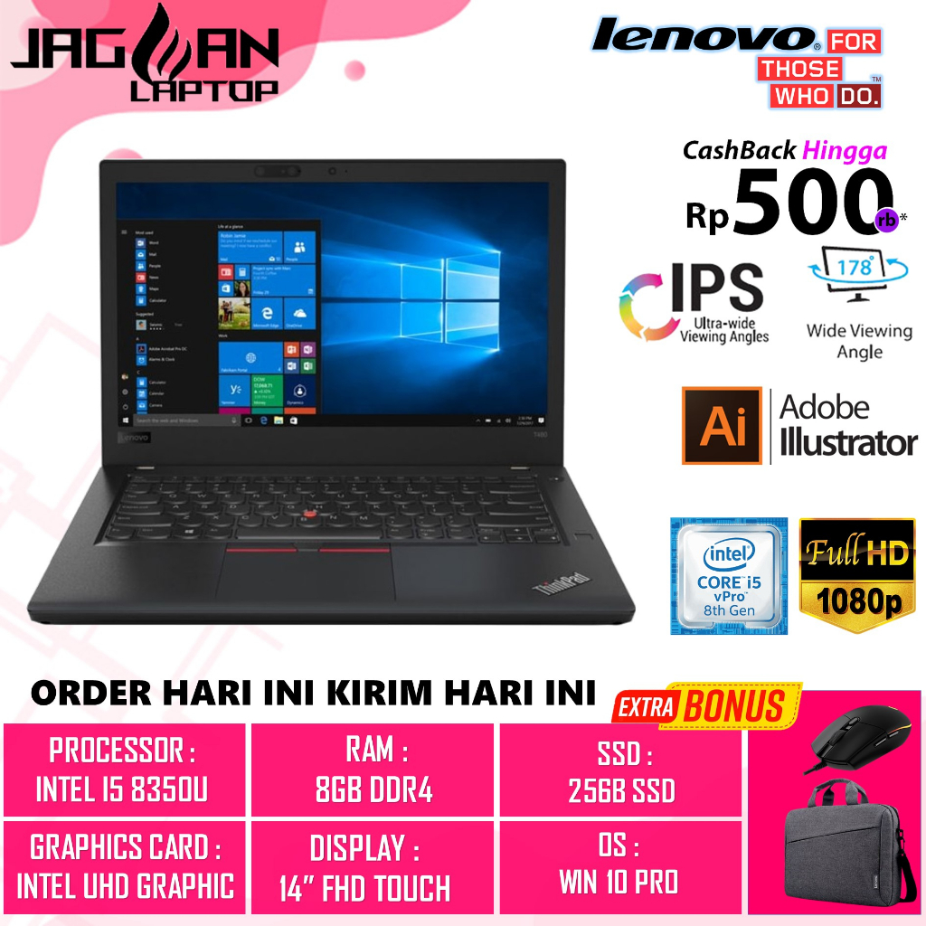 Jual LAPTOP LENOVO THINKPAD T480 INTEL I7 8550U 16GB 512GB TOUCHSCREEN ...