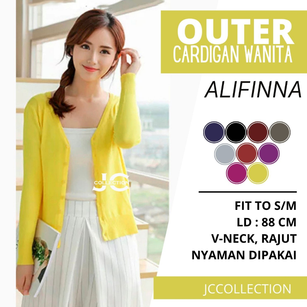 Jual JCCollections Cardigan Rajut Basic V Fit to S - M Aliviana / Outer ...