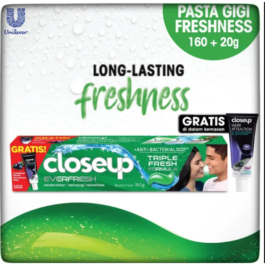 Jual Close Up160g + Free 20g Pasta Gigi Closeup Hijau Pasta Gigi Close up 160G + 20g Close up ...