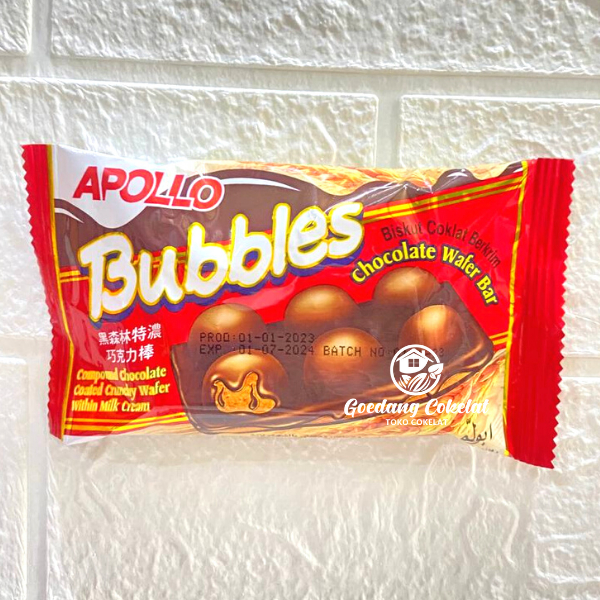 Jual Apollo Bubbles Chocolate Wafer Bar Berkrim Coklat Eceran / Satuan ...