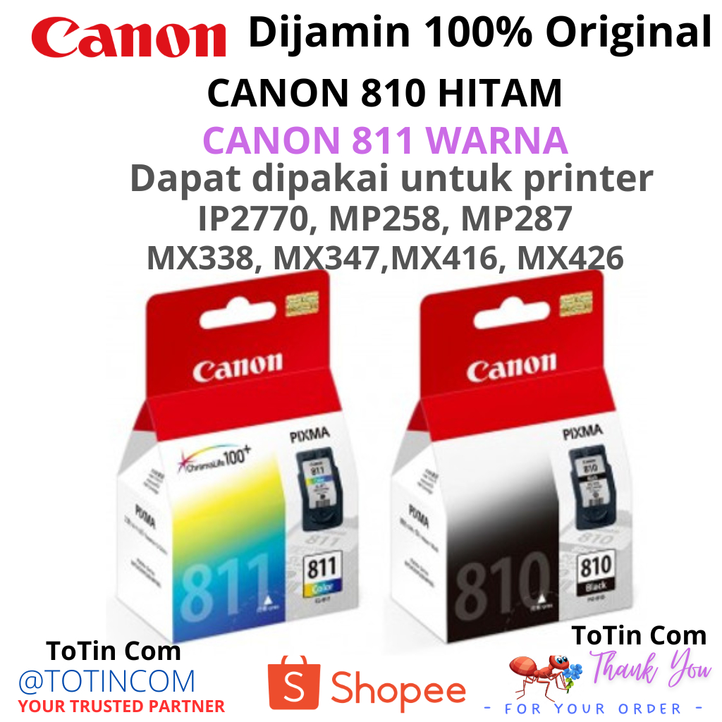 Jual Canon PG 810 Black CLI 811 Color untuk Printer Ip2770 MP287 MP257 ...