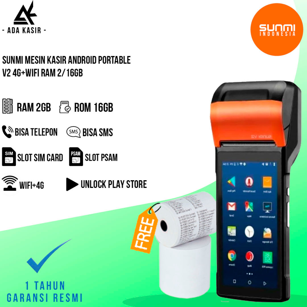 Jual Mesin Kasir Android SUNMI V2 4G+WIFI 2+16GB Bisa Play Store | Shopee Indonesia