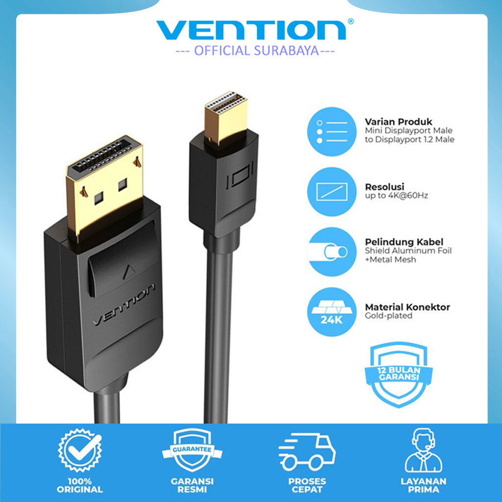 Jual Vention Kabel Mini DisplayPort to DP DisplayPort Adapter | Shopee ...