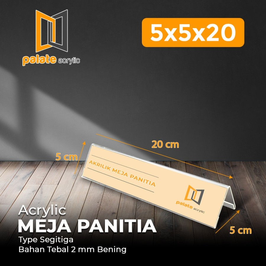 Jual ACRYLIC / AKRILIK NAMA MEJA PANITIA 20x5CM BENTUK SEGITIGA | Shopee Indonesia