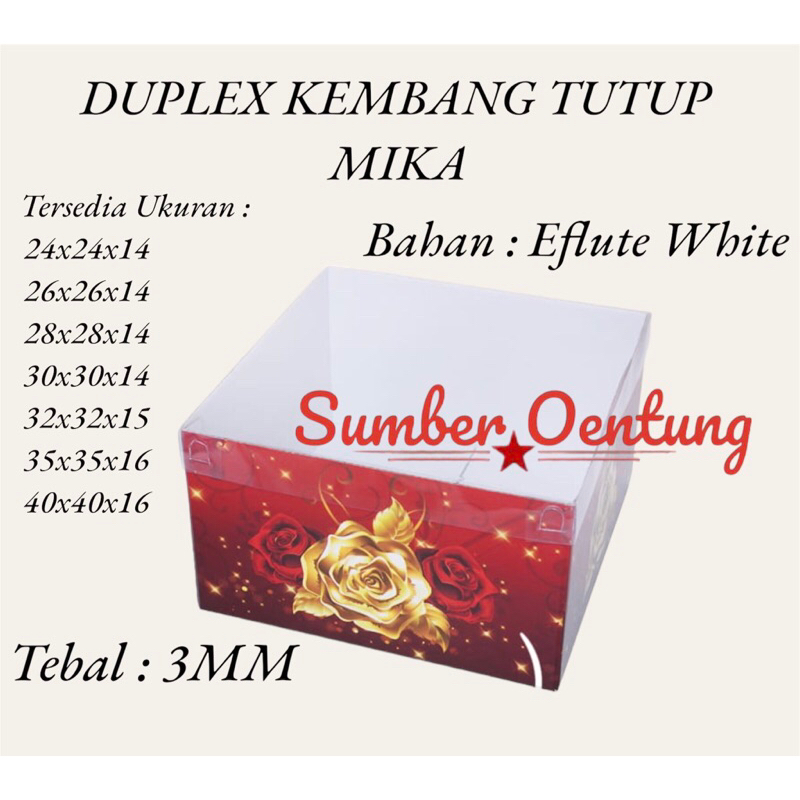 Jual DUS DUPLEX KEMBANG TEBAL TUTUP MIKA SOUVENIR KARTON BOX KOTAK ...