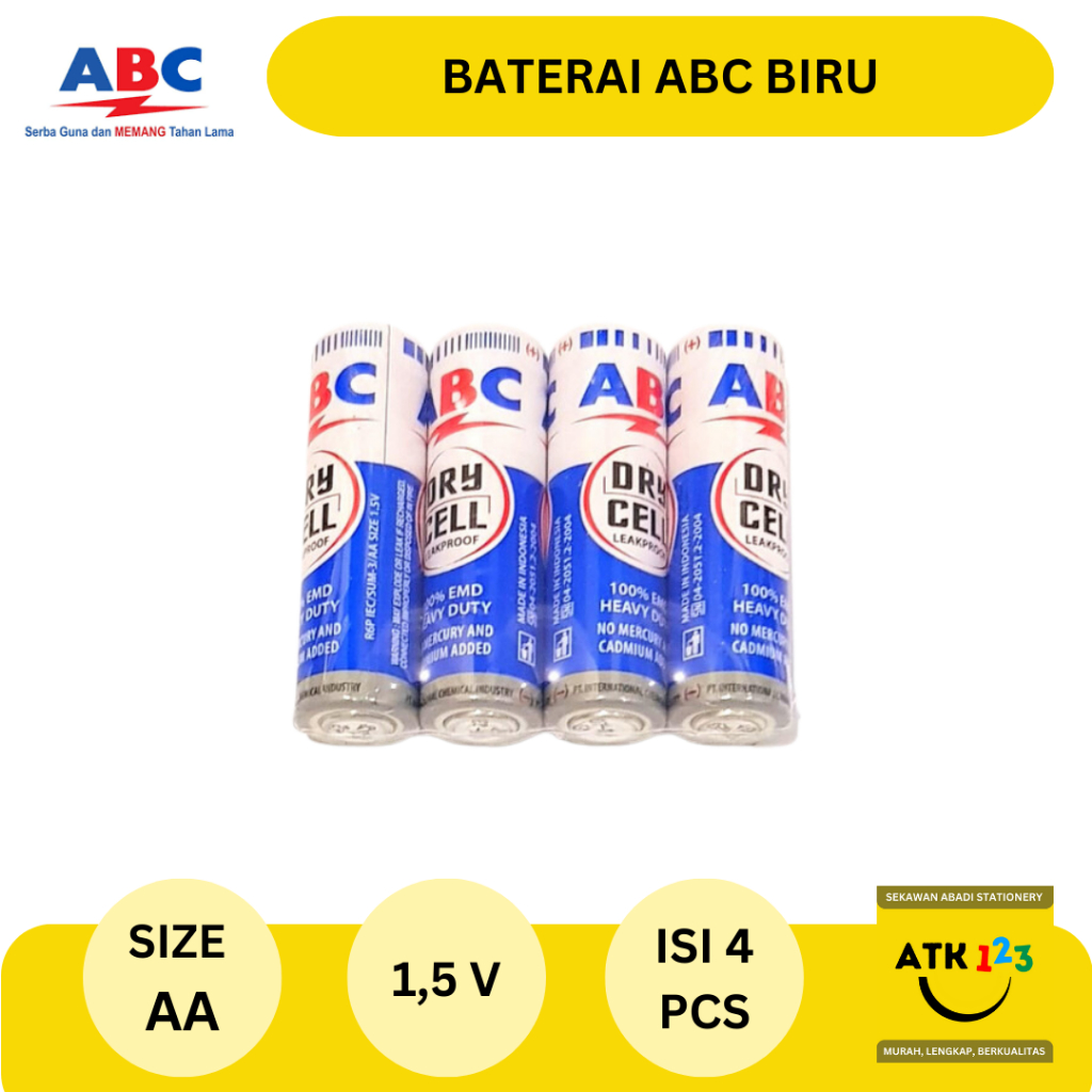 Jual Baterai / battery ABC Biru AA Isi 4 pcs | Shopee Indonesia