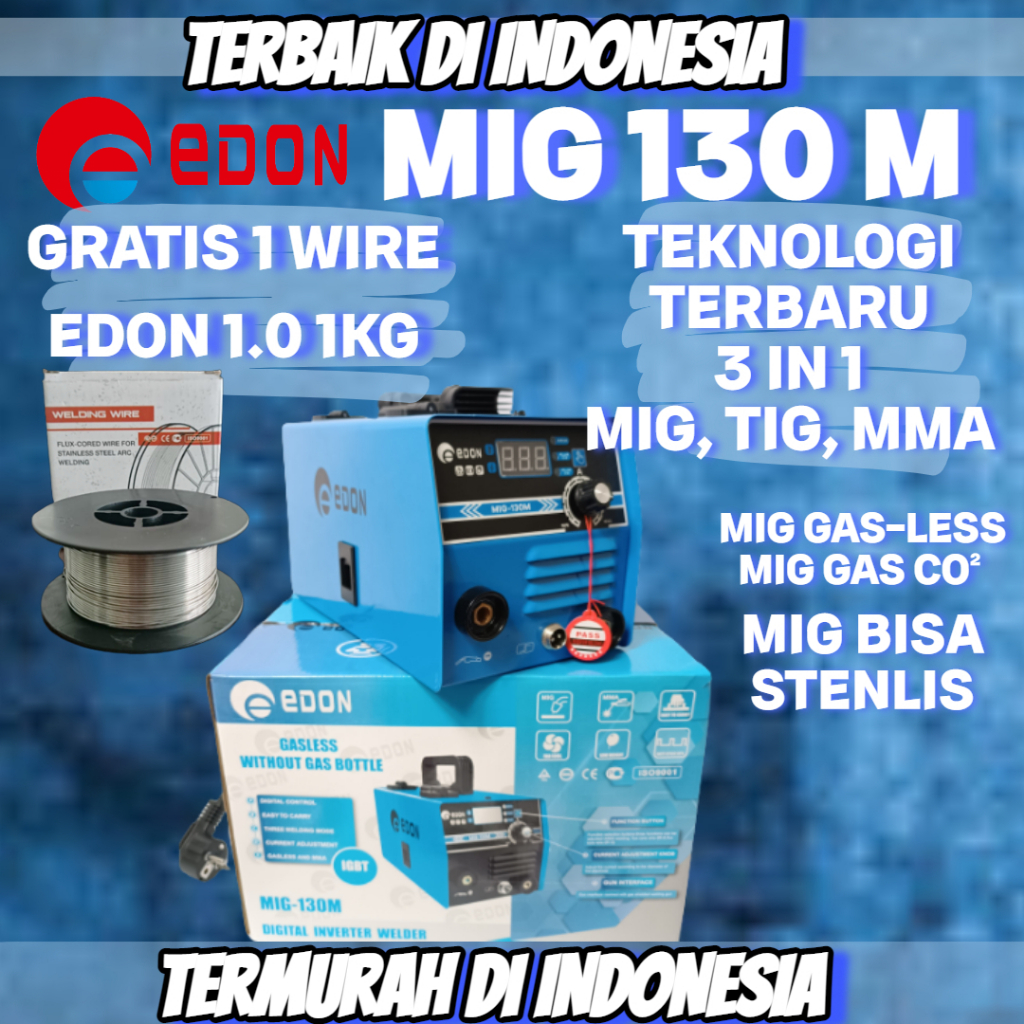 Jual EDON Mesin Las Co2 MIG 130 MMA TIG Tanpa Gas 130 A Besi / Stainless | Shopee Indonesia