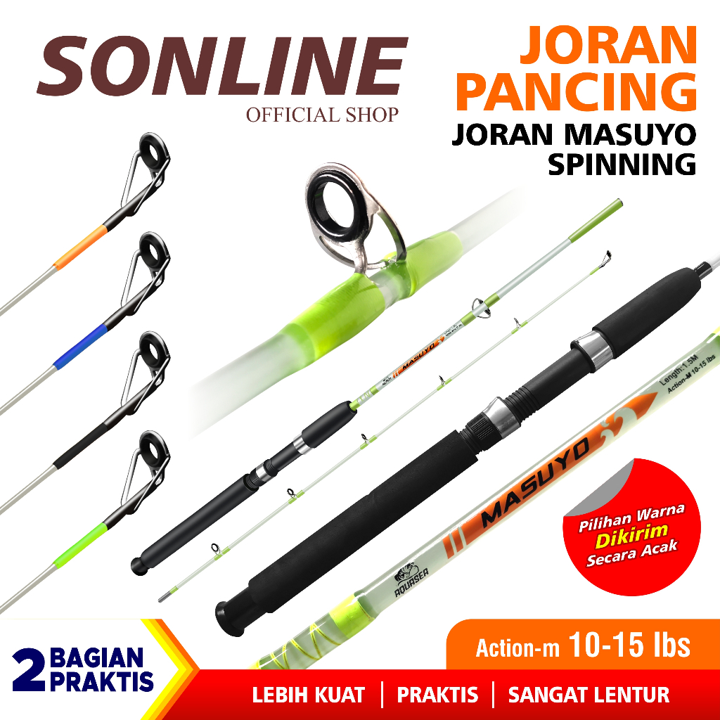 Jual SONLINE Joran Pancing Spinning Fishing Rod Fishing Pole Transparan Fiber Solid Spinning 1 ...