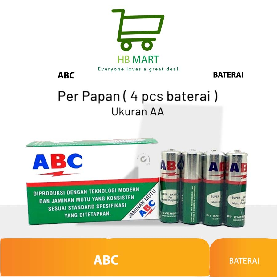 Jual BATERAI ABC AA HIJAU 1 PAK ISI 4 PCS BATERAI | Shopee Indonesia