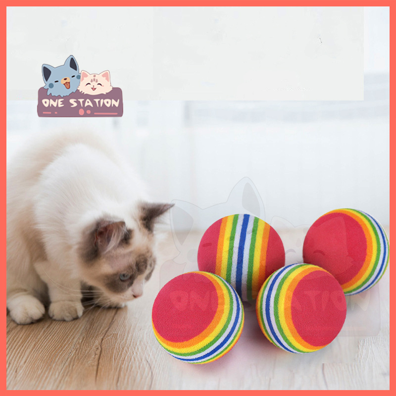 Jual Mainan Bola Pelangi Kucing Bola Interaktif Elatis Rendah Pet Toy ...
