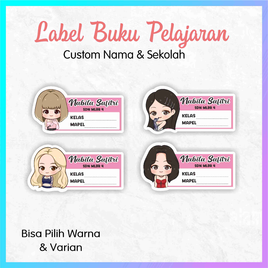 Jual Sticker Label Buku Pelajaran Sekolah Tema BLACKPINK Chibi ...