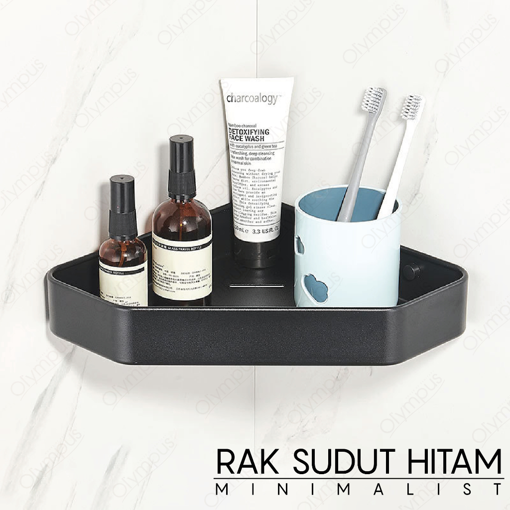 Jual Rak Sudut Hitam Minimalis Modern Kamar Mandi Aluminium Multifungsi ...