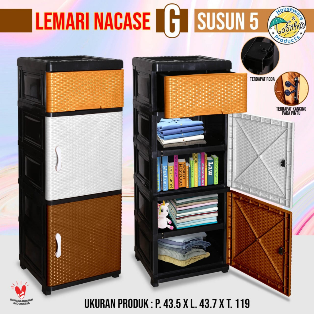 Jual Lemari Nakas Plastik Pakaian Baju Serbaguna Laci Susun Roda ...