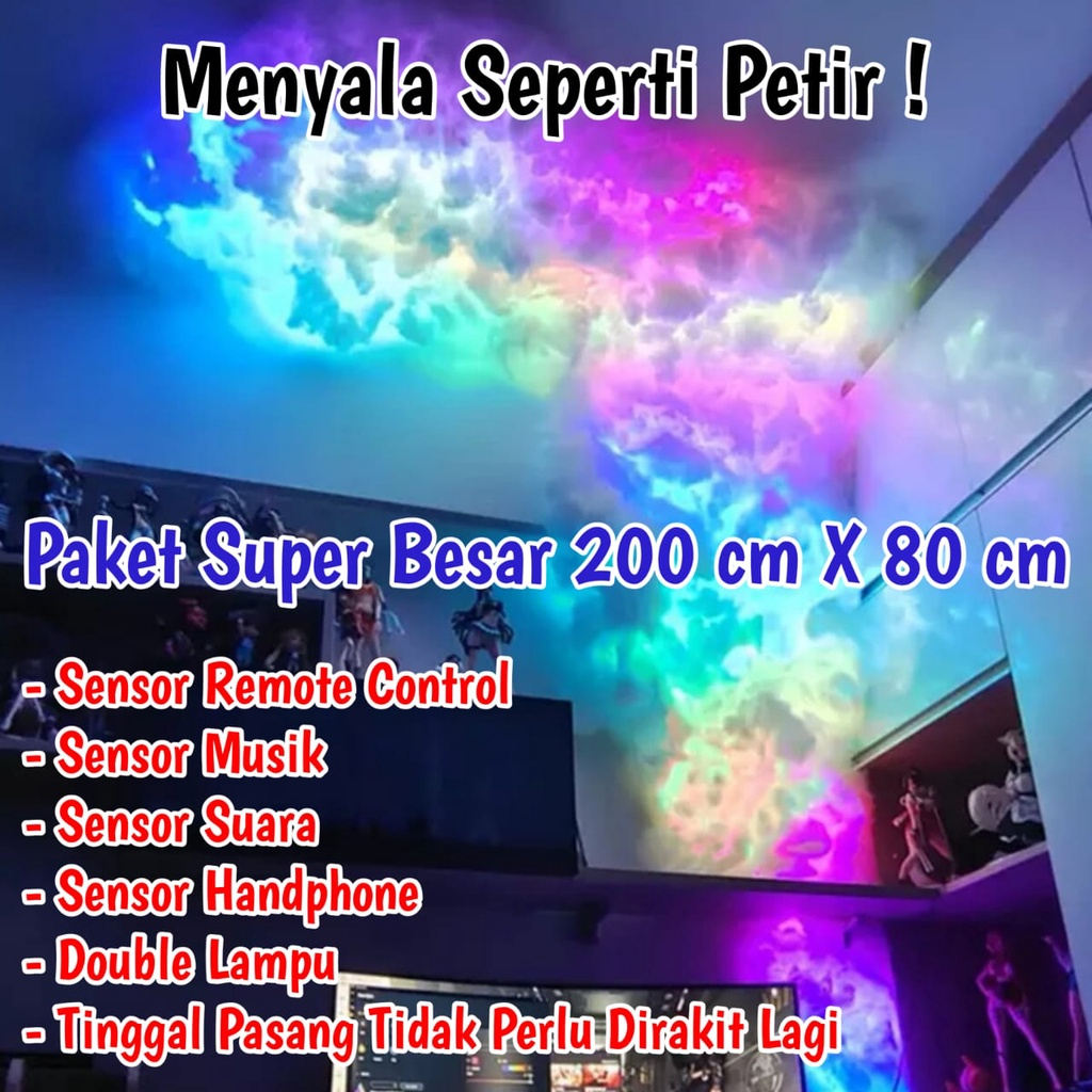 Jual Fullset led lampu awan running super besar hiasan dinding dekorasi ...