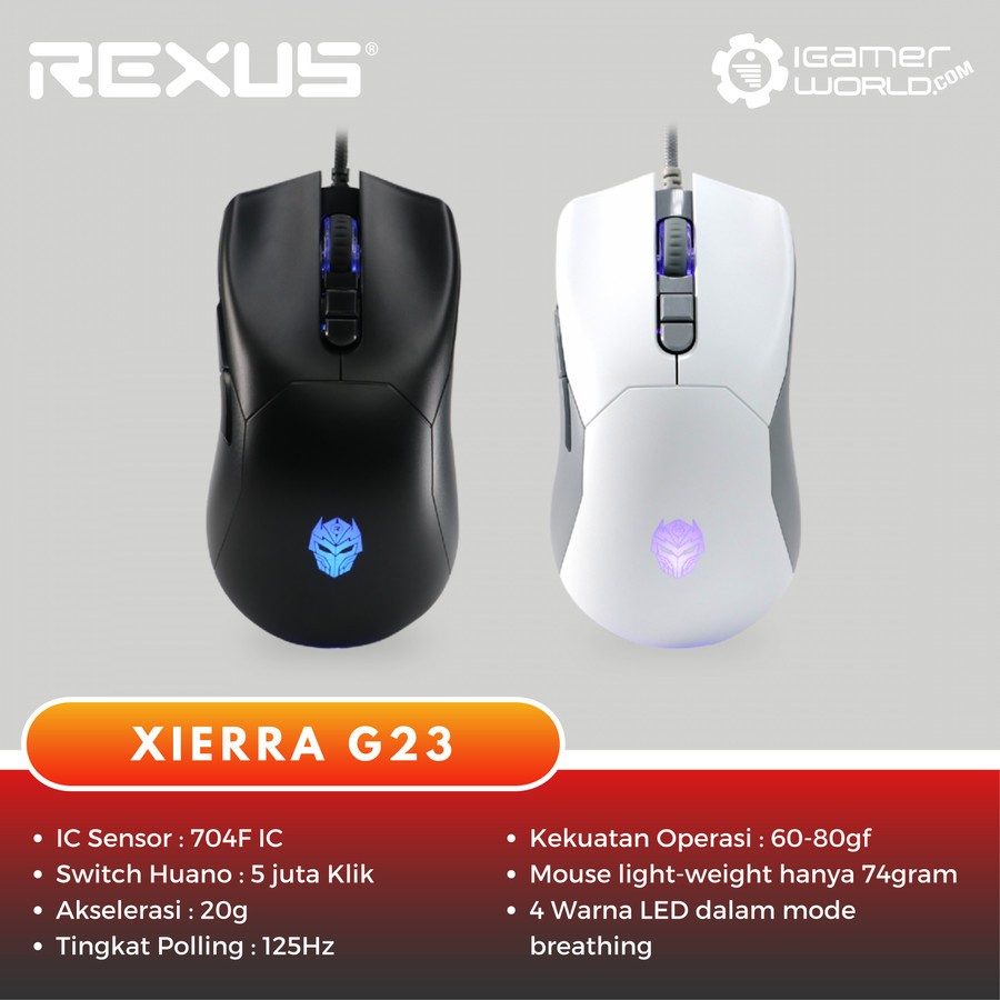 Jual Rexus Xierra G23 Ambidextrous Wired Gaming Mouse | Shopee Indonesia