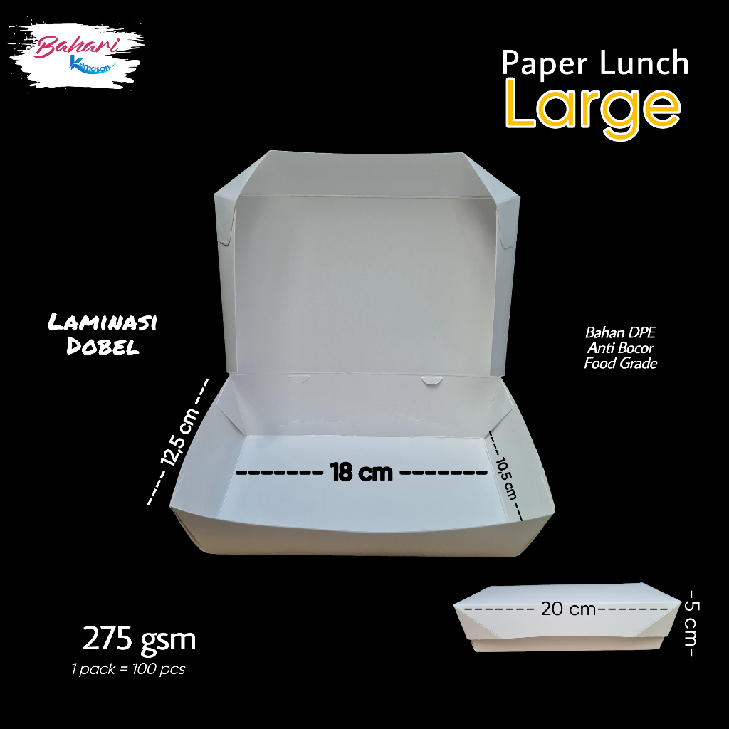 Jual paper lunch box take away kotak nasi makan makanan large besar isi ...