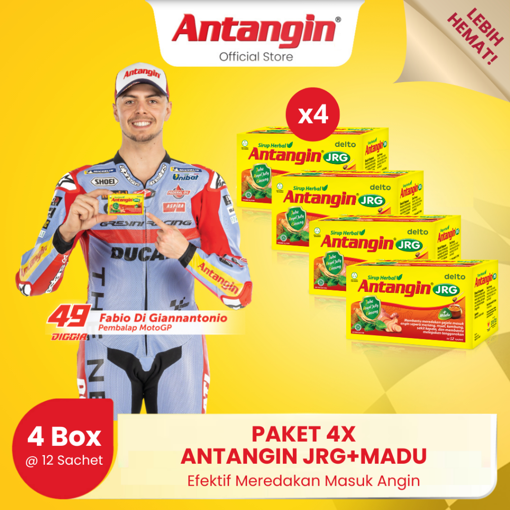Jual Paket 4X Antangin JRG + Madu Sirup Herbal Box 12 Sachet ...