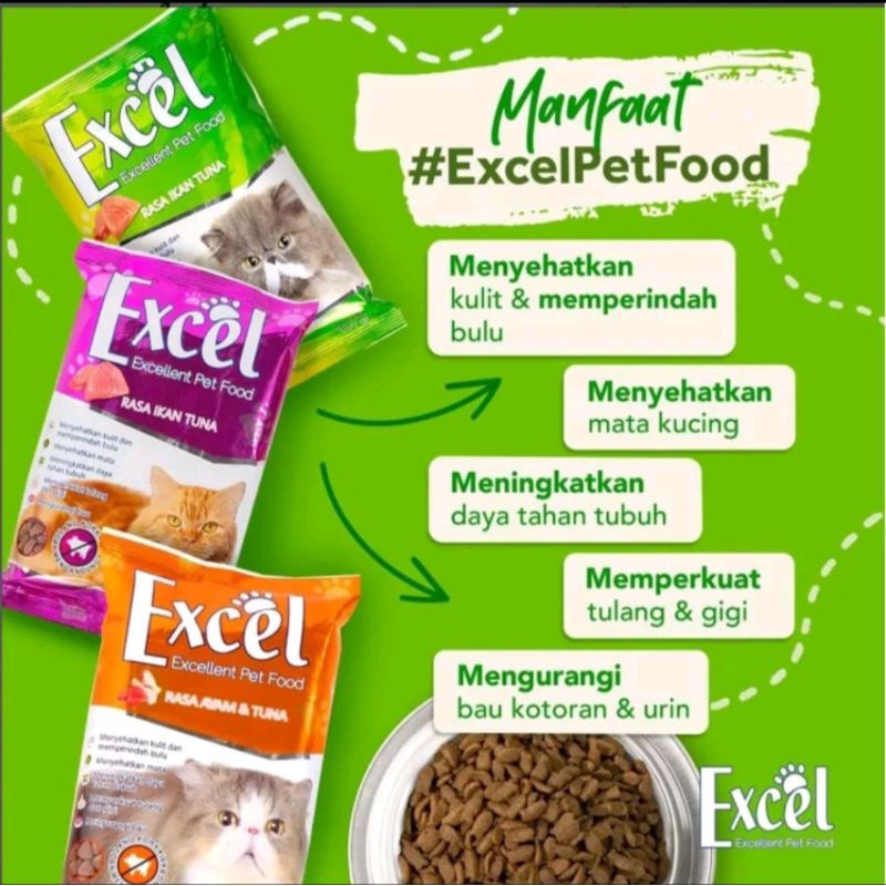 Jual excel makanan kucing Excel all varian (1kg 2pcs) | Shopee Indonesia