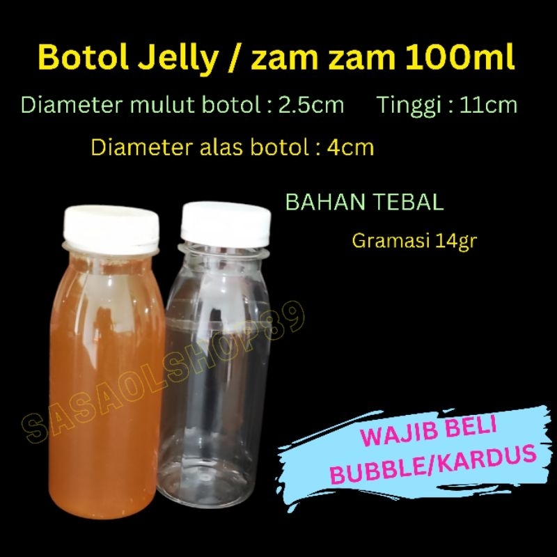 Jual Botol Jelly 100ml TEBAL (SATUAN)Botol Zamzam 100ml kale 100ml ...