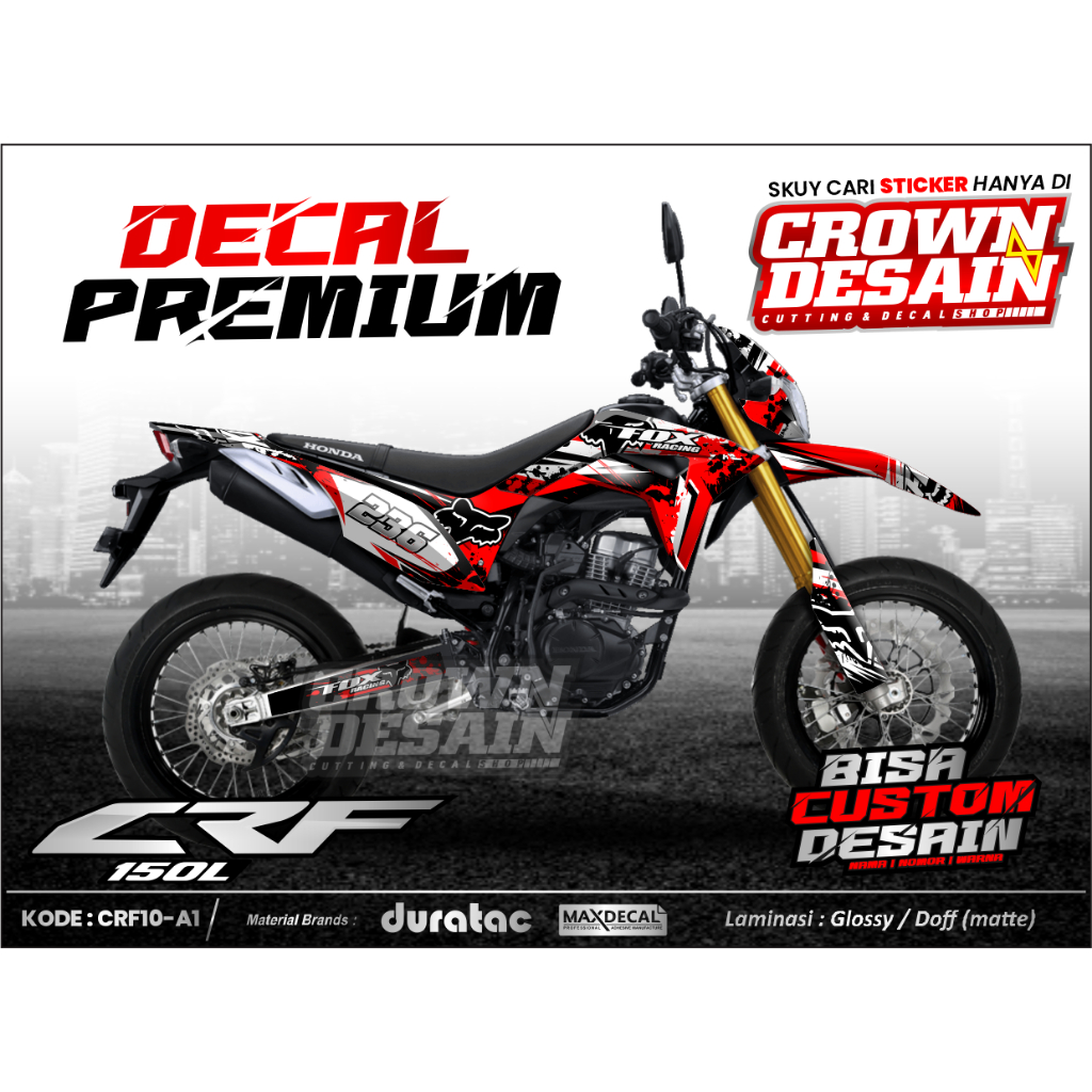 Jual Decal Sticker CRF 150 L Motif Fox - Sticker Decal CRF 150L ...