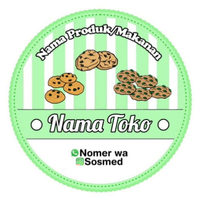Jual (MINIMAL ORDER 100 PCS) Stiker Produk Kemasan Cookies Motif Hijau ...