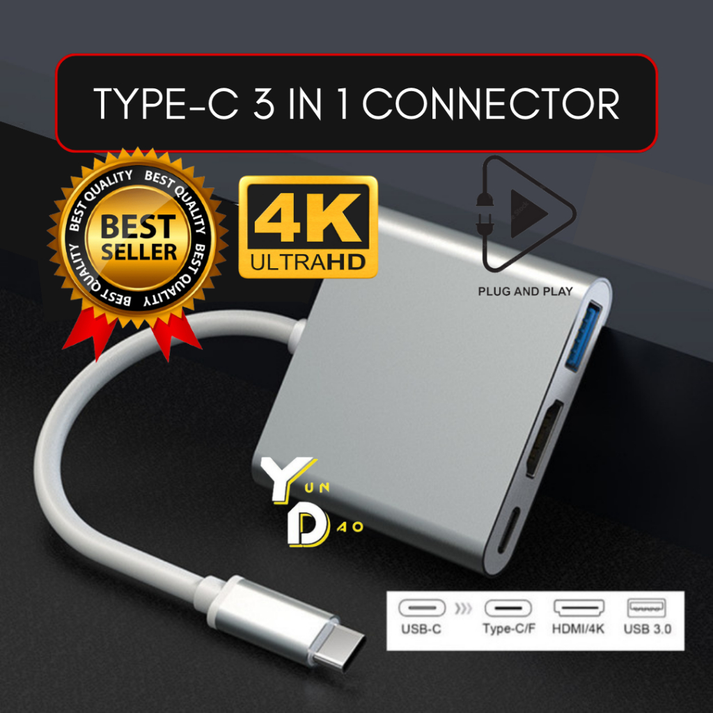 Jual Adapter USB C 3.1 Multiport HDMI USB 4K HD Laptop Converter ...