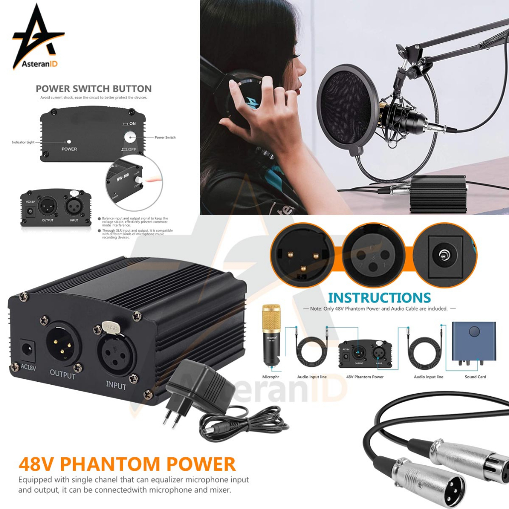Jual Phantom Power Supply 48V for Condenser Microphone | Shopee Indonesia