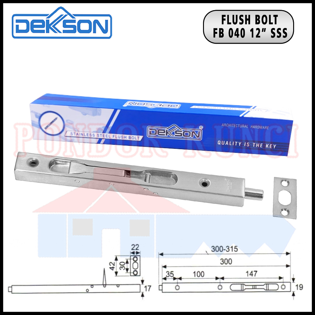 Jual Grendel Tanam Pintu Kayu Dekkson FB 040 12 Inch 30cm Flush Bolt ...