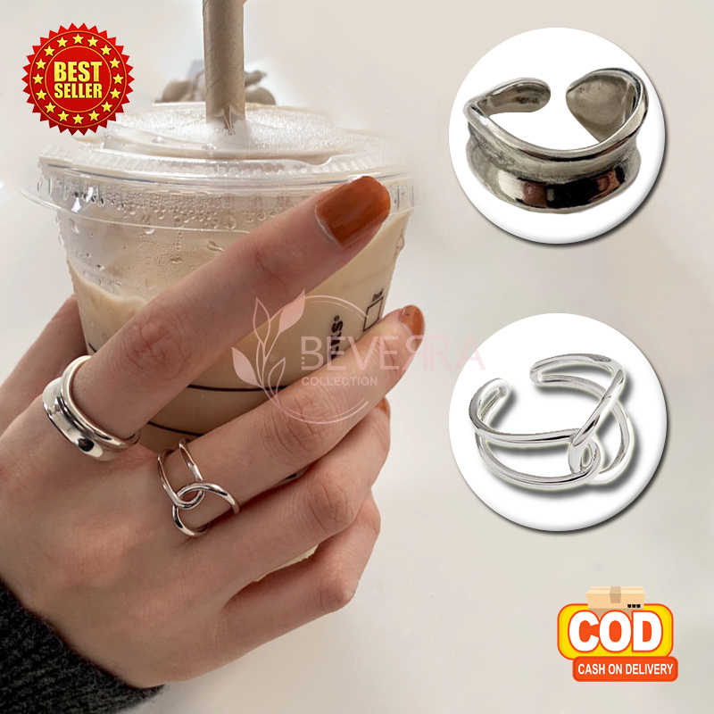 Jual Cincin Wanita Korea Aesthetic Ring Simple Elegant 1 Set 2pcs Gaya Retro Aksesoris Perhiasan ...