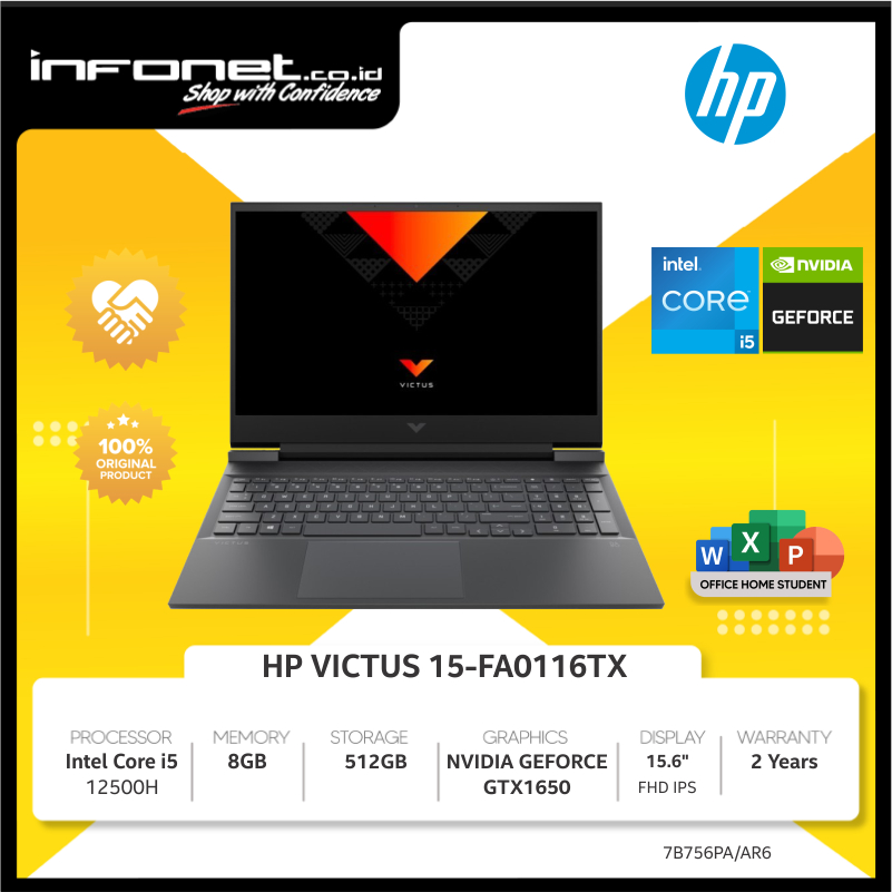 Jual HP VICTUS 15-FA0116TX I5-12500H 8GB 512GB GTX1650 15.6 FHD IPS W11 OHS | Shopee Indonesia