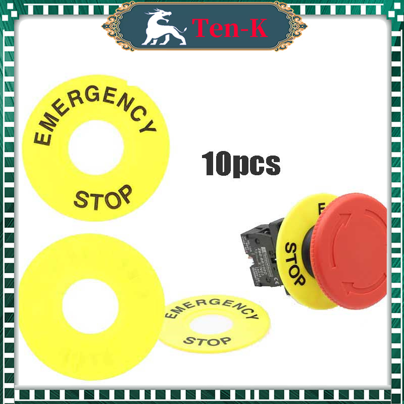 Jual Label Emergency Stop 10pcs Name Plate Push Button 22 mm 60 mm ...