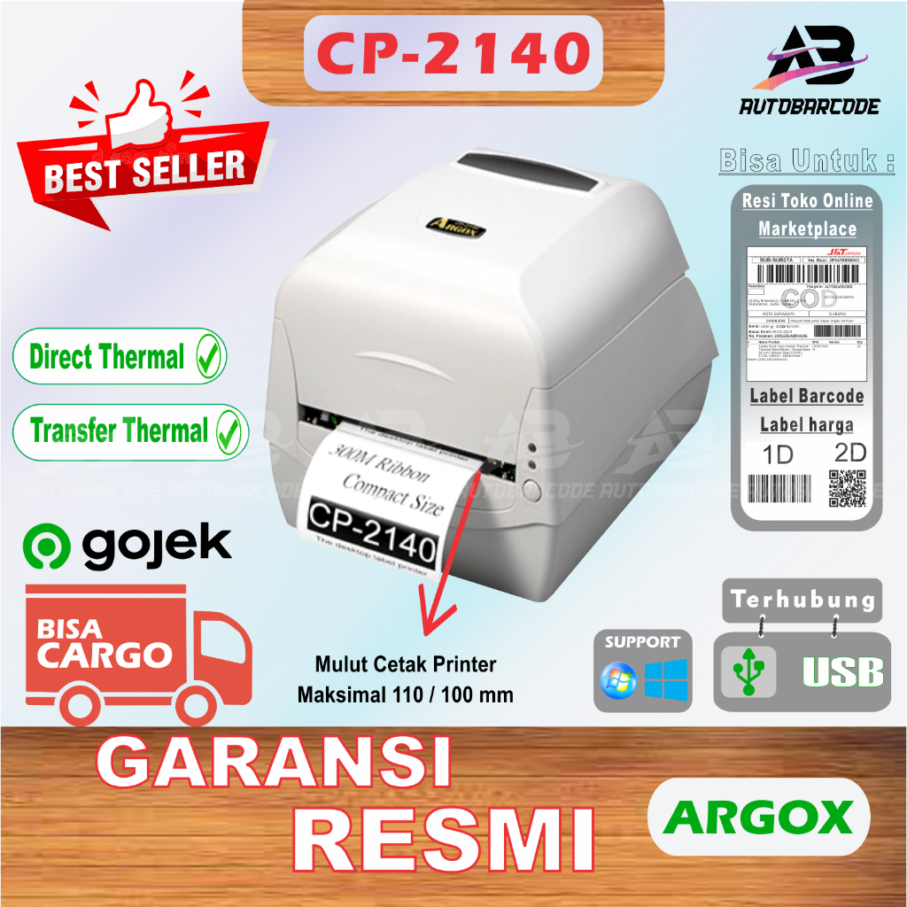 Jual Printer Barcode ARGOX CP-2140 Label Sticker 3 Line Transfer Tinta Ribbon Label Barang ...