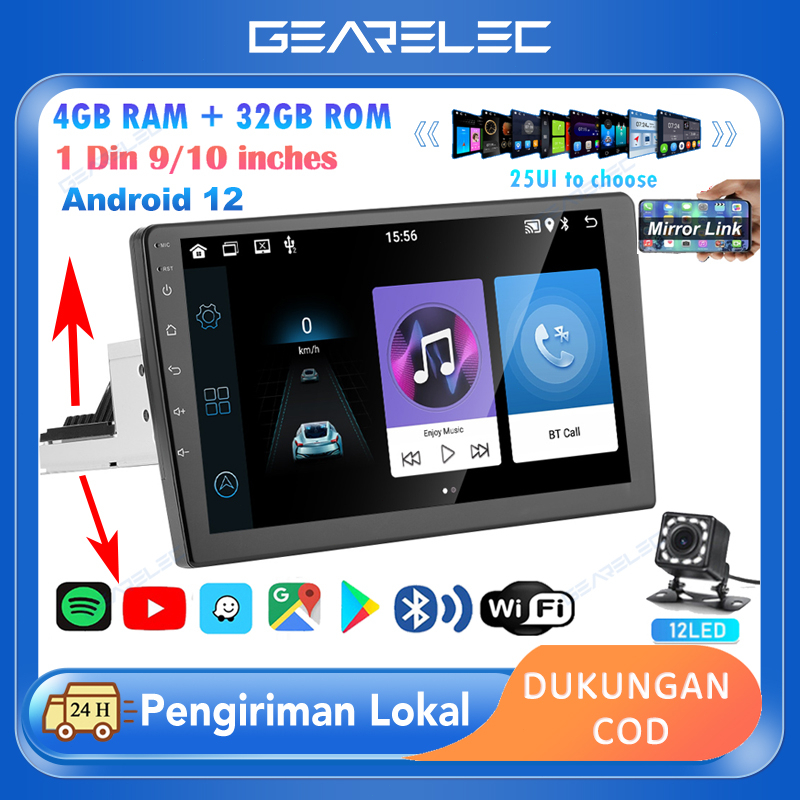 Jual Universal Single Din 9/10 Inch 4G+32G Android 12 Head Unit Untuk Semua 12V Mobil Car Radio ...