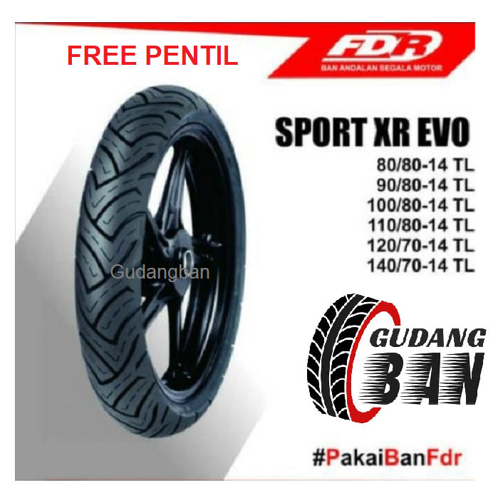 Jual FDR SPORT XR EVO 80 80/ 90 80/ 100 80/ 110 80/ 120 70/ 140 70 /80 90/90 90 - 14 / 110 70 / ...