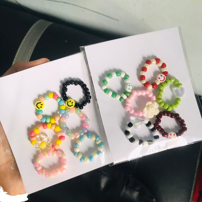 Jual Cincin Manik Manik Aesthetic / Cincin aesthetic / Cincin 6pcs ...
