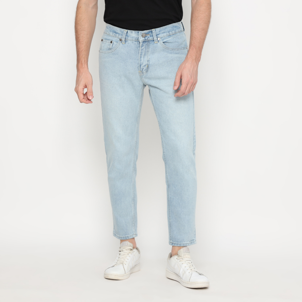 Jual FICHINO Denim Pants Washed Light Blue Reguler Fit - Vegas 02 ...