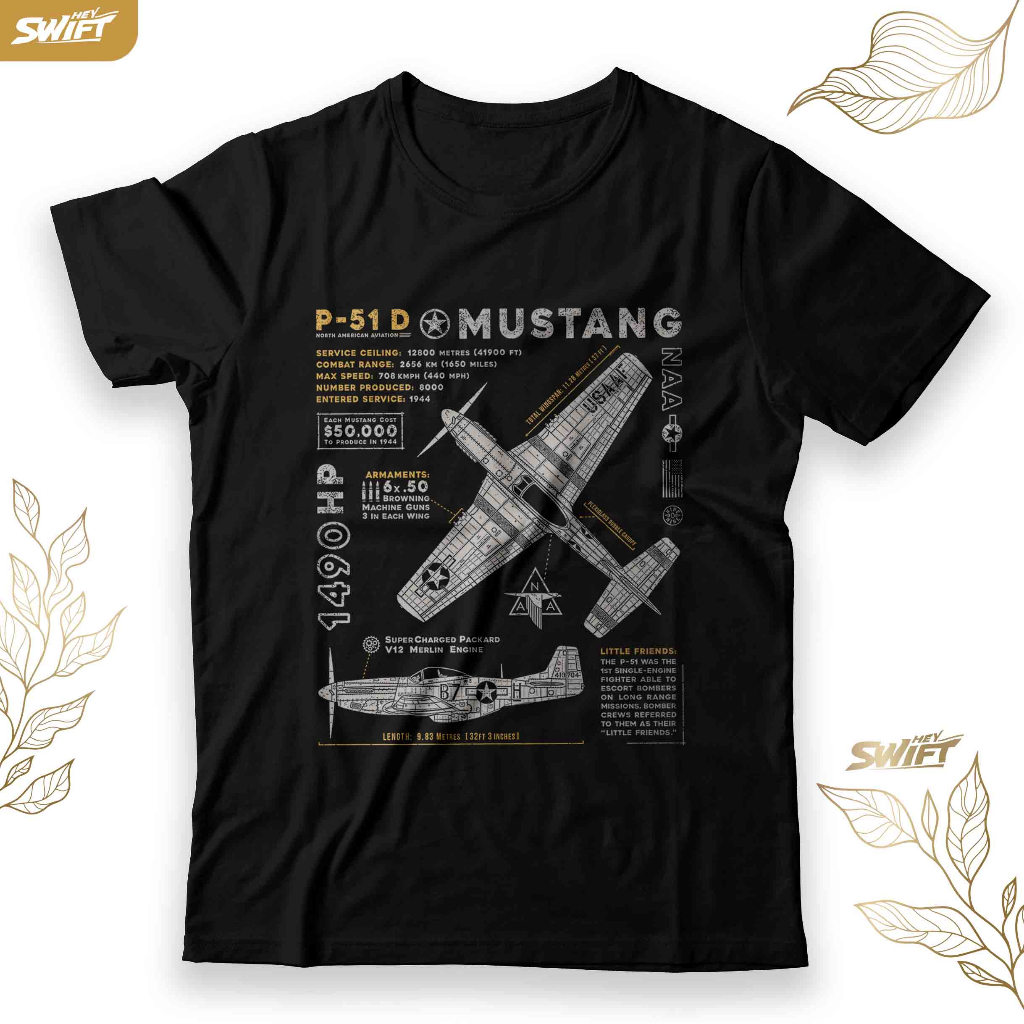 Jual KAOS P-51 Mustang air force aviation world war military militer ...
