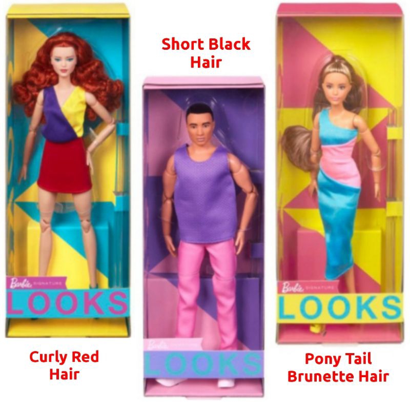 Jual Boneka Barbie Ken Made To Move Signature Looks Curly Short Pony ...