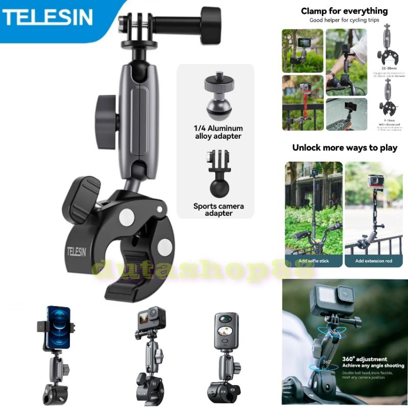 Jual telesin super clamp handlebar motor dan sepeda for GoPro tube ...