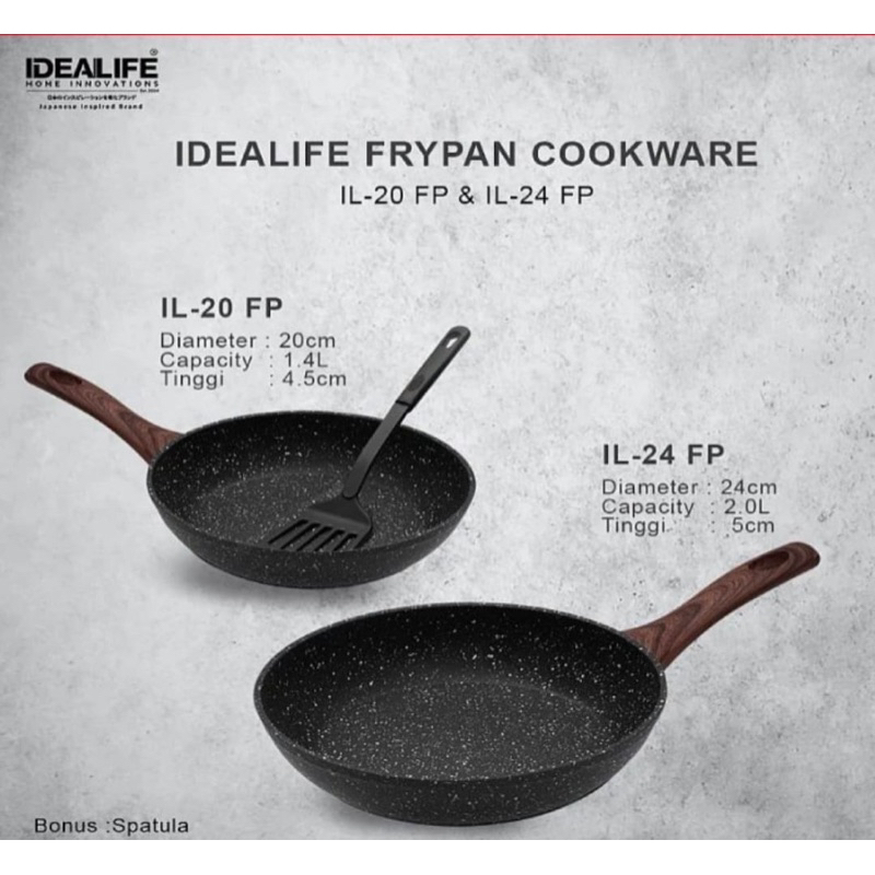Jual IDEALIFE Fraypan Marbel IL 20FP (20 cm)/ IL 24FP(24 cm) ORIGINAL ...