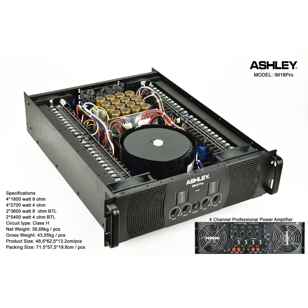 Jual POWER AMPLIFIER ASHLEY IM18PRO IM18 PRO 4 CHANNEL ORIGINAL ...