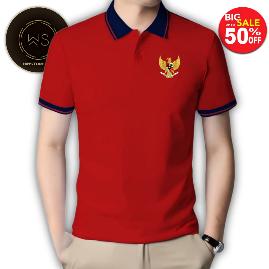 Jual Kaos T Shirt Polo Berkerah Kombinasi Warna Motif GARUDA INDONESIA ...