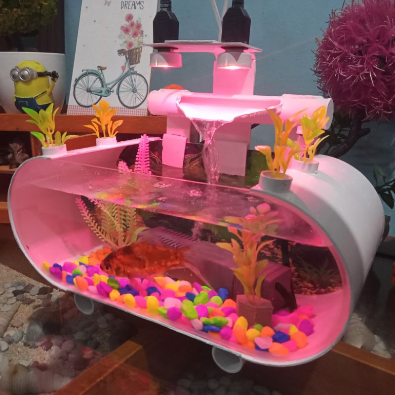 Jual Hiasan Aquarium Mini Minimalis Akrilik Lengkap Fullset Ikan Hias ...