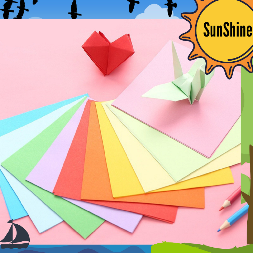 Jual Sunshine Fancy Kertas Lipat Origami Warna 2 Sisi 100 Lembar AT0055 ...