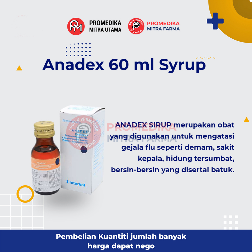 Jual Anadex 60 ml Syrup/ Botol / Obat untuk Meredakan Demam, Batuk dan ...