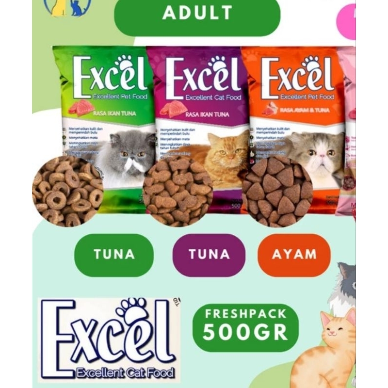 Jual Excel Cat Food Adult 500gr Freshpack All Varian Rasa/Makanan ...
