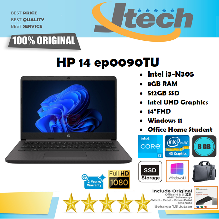 Jual HP 14 ep0090TU - i3-N305 - 8GB - 512GBB SSD - 14"FHD - Win11 - OHS | Shopee Indonesia