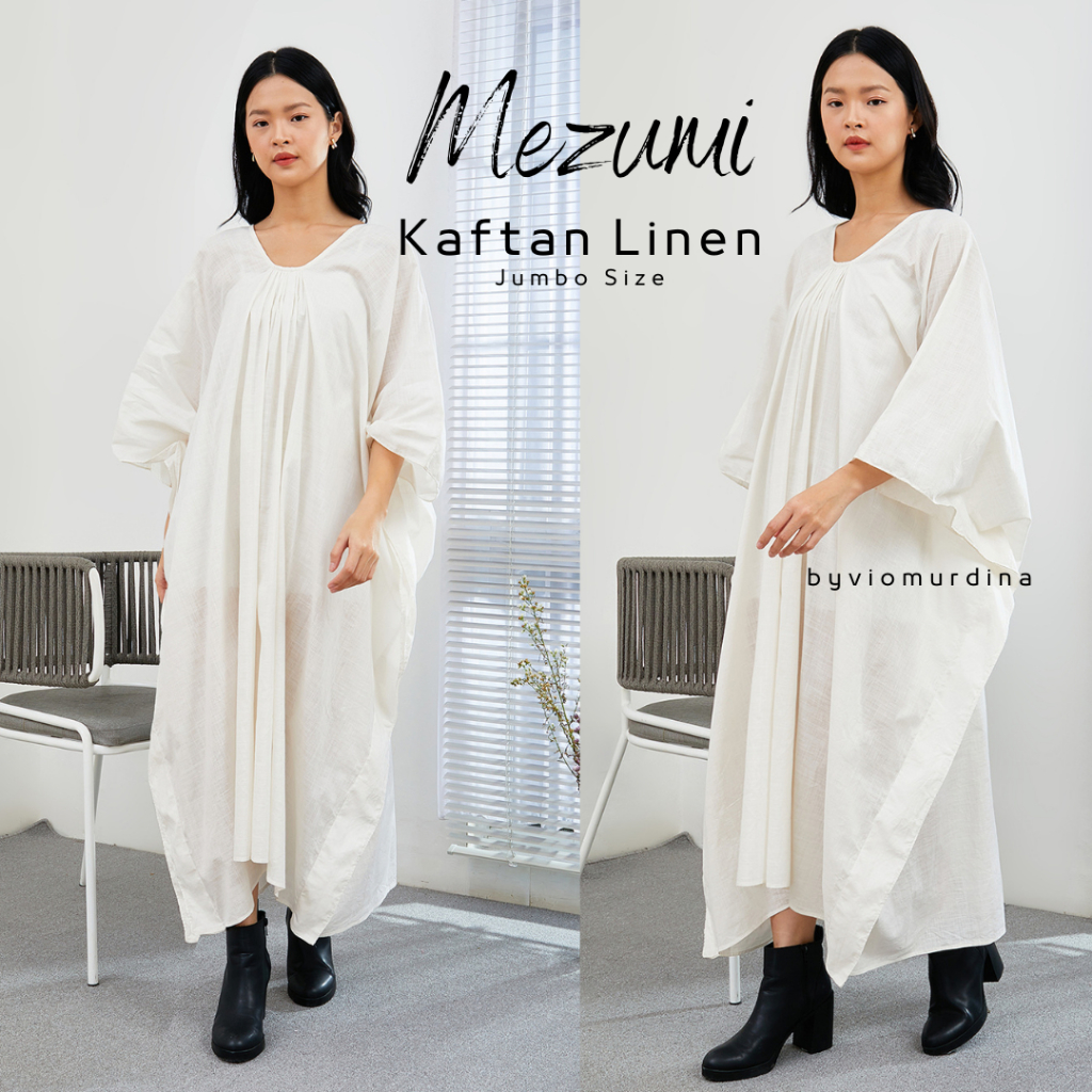 Jual Kaftan Mezumi Full Linen Fit sampai Jumbo | Shopee Indonesia
